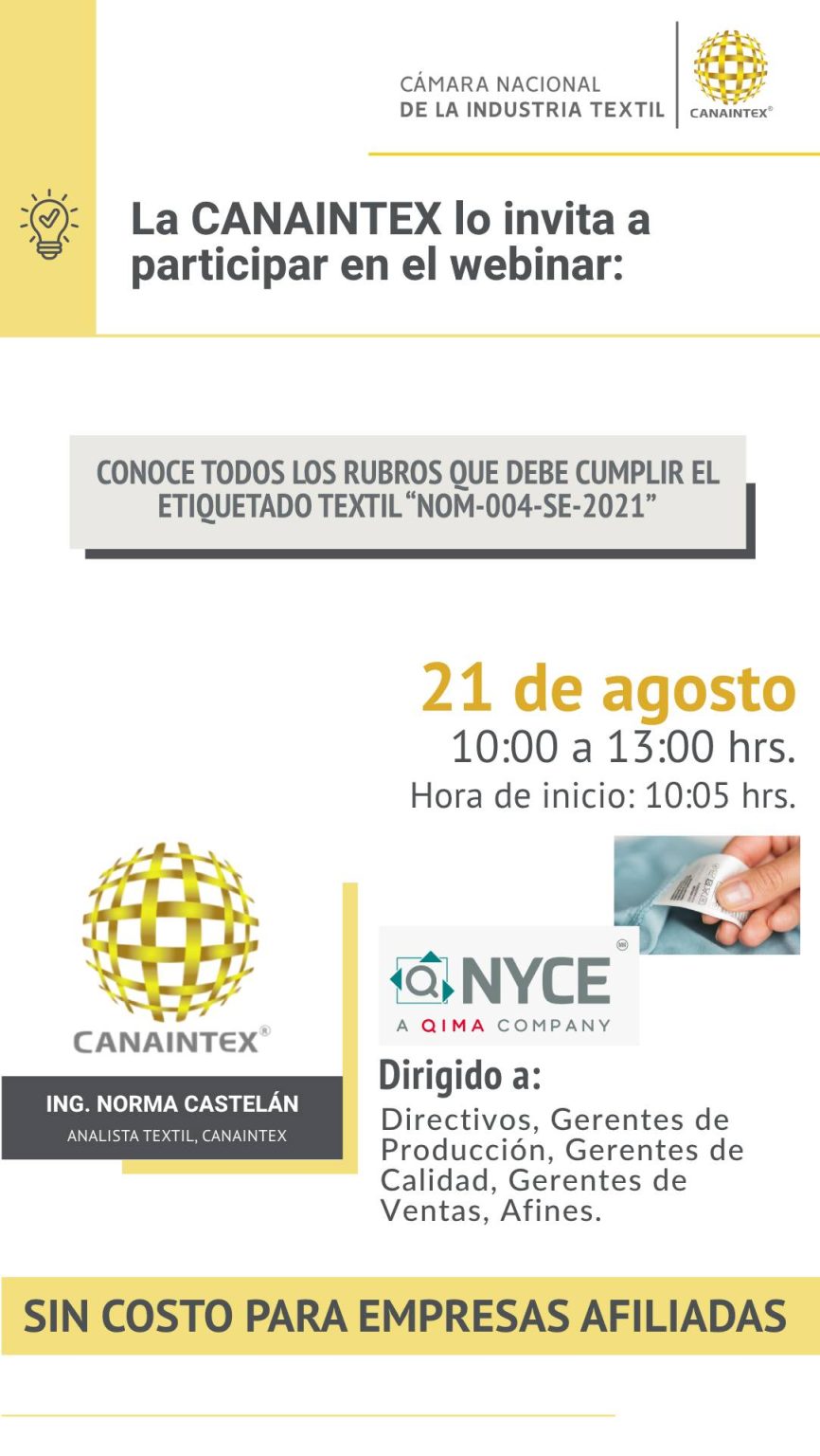 Webinar - Conoce todos los parámetros que debe cumplir el Etiquetado Textil “NOM-004-SE-2021 ...