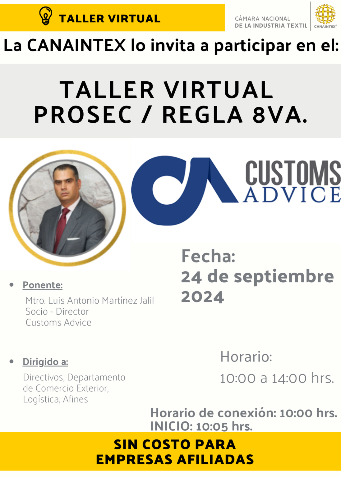 Invitación PROSEC - Regla 8va - Canaintex